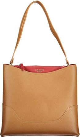 Twinset Umh&auml;ngetasche aus Leder mit Kontrastbesatz - - Bags - Damen - Braun - ONE SIZE