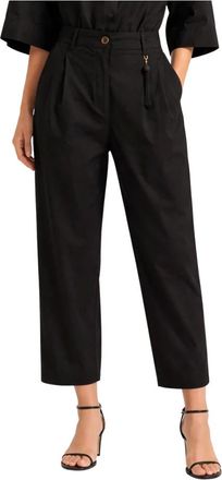 Seventy Femme, Pantalons, Noir, Taille: 38 FR Pantalon Carotte Stretch en Popeline