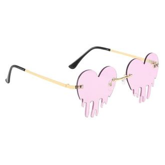 Garneck Lunettes de Soleil sans Monture Forme Coeur Violettes, 1 Pi&egrave;ce, Lunettes de F&ecirc;te Cr&eacute;atives Plage et Soir&eacute;e, Accessoire Mode Original et L&eacute;ger