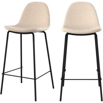 Rendez-Vous D&eacute;co Rendez-vous D&eacute;co - Lot de 2 chaises pour &icirc;lot central 65.5 cm en tissu bouclette beige - henrik