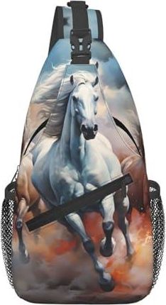 Generic Sacoche Homme Bandouliere Motif du cheval cabr&eacute; Casual Sac Bandouli&egrave;re Durable Sac &agrave; Dos De Voyage pour &eacute;cole Cyclisme Camping