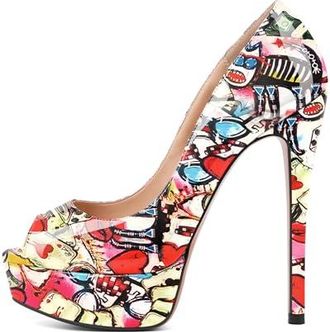 EDEFS Escarpins Travail Soir&eacute;e Femme 15 cm Plateforme Talons Aiguilles avec Bout Ouvert et Bout Rond Chic &Eacute;l&eacute;gance Multicolore EU44