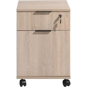 PEGANE Caisson de 2 tiroirs &agrave; roulettes coloris Ch&ecirc;ne Cambrian - longueur 41 x profondeur 41 x hauteur 61 cm Pegane