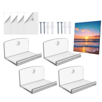 Generic Schallplatten-Wandhalterung - 4-teiliges Acrylregal, Transparentes Pr&auml;sentationsregal, Stabiles Design | H&auml;lt Mit Bildern, Comics, B&uuml;chern | Geeignet 