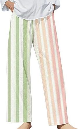 Generic Pantalon Femme Large L&eacute;ger Fluide Lin Ample Womens Non Pocket Cotton Linen Casual Pants Large Pantalon Yoga Femme Pantacourts Fluide (Green XXXL)