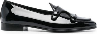 Edhen Milano Almond-Toe Leather Loafer - Black