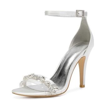 Generic Chaussures De Mariage Femme Été Sexy Open Toe High Heels Mariée Stylet Talons Bureau Travail Soir Sandale Talons Hauts 10.5CM,Ivoire,41 EU