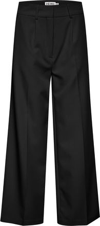 Ichi IHLEXI PA5 Damen Hose Stoffhose mit Stretch weiter Schnitt Crop Länge, Größe:38, Farbe:Black (194008)