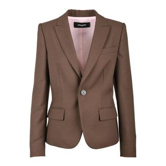 Dsquared2 Femme, Vestes, Brun, Taille: 40 FR Veste en polyester boutonn&eacute;e, style ajust&eacute;