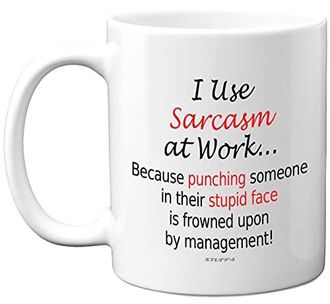 Stuff4 Lustige Tassen - I Use Sarcasm at Work - Neuheit Tassen, Wichtel-Geschenke, 325 ml, sp&uuml;lmaschinenfest