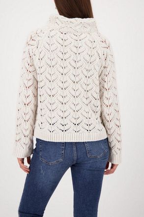 Monari Strickpullover Pullover Chenille Ajour Regular fit mit Rollkragen