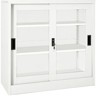 vidaXL Schrank mit Schiebet&uuml;r Wei&szlig; 90x40x90 cm Stahl Vidaxl