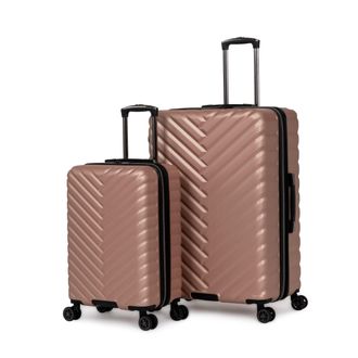Kenneth Cole Reaction Kenneth Cole Damen Madison Quadratisches Hardside Chevron Erweiterbares Gep&auml;ck, Ros&eacute;gold, 2-Piece Set (20 & 28), Madison Square Gep&auml;ckst&uuml;ck mit Zickza
