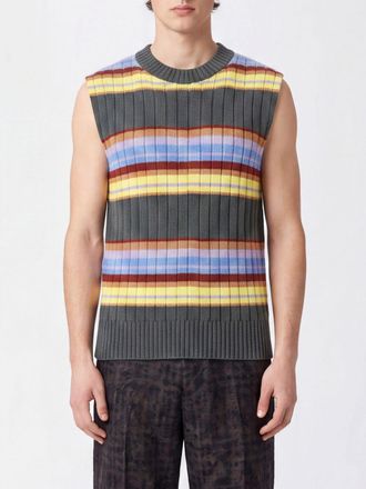 Dries Van Noten Gilet en tricot &agrave; rayures en m&eacute;lange de coton et laine &agrave; col rond