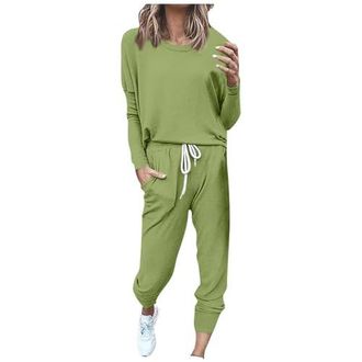 Generic Surv&ecirc;tement 2 pi&egrave;ces pour femme - Col rond - Manches longues - Ensemble dentra&icirc;nement - &Eacute;l&eacute;gant - Pantalon de jogging ample - Confortable - 2 pi&egrave;ces -
