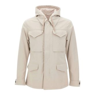 Eleventy Veste &agrave; plastron en coton-Tencel - Homme - Vestes - Beige - Taille: 4XL