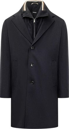 HUGO BOSS Homme, Manteaux, Bleu, Taille: L Manteau coupe droite en laine et cachemire