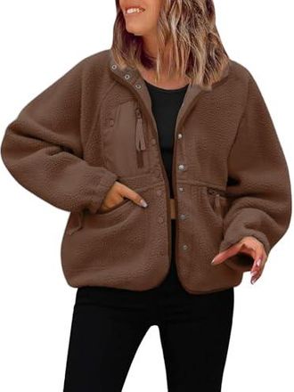 Generic Manteaux pour femmes, manteaux et vestes dhiver pour femmes, v&ecirc;tements dext&eacute;rieur &agrave; boutons de couleur unie, cardigan l&eacute;ger &agrave; col &agrave; revers, manteau co