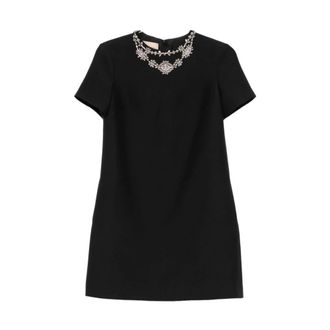 Valentino Kristallverziertes kurzes Blumenkleid - - Dresses - Damen - Schwarzk - L