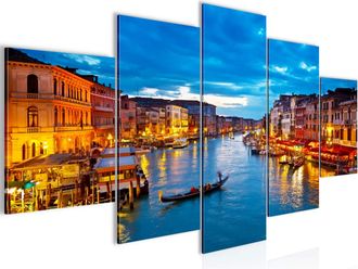 Runa Art Bild Wohnzimmer Schlafzimmer Venedig Italien 5 Teilig Stadt Blau Gold Wandbilder auf Vlies Leinwand 604353a