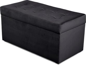 MG Design Polsterhocker 45 x 90 cm Dunkelgrau mit großem Stauraum (ca. 100 L), bis 300 kg belastbar, weich mit dezentem Schimmer, pflegeleicht - Wohnbereich, Sc