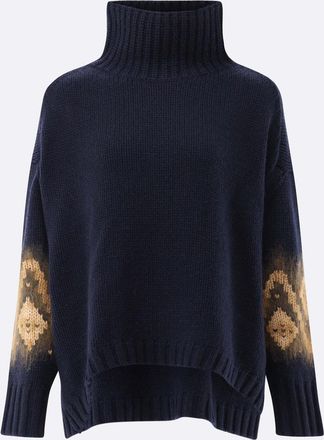 van Laack Rollkragenpullover oversized mit Muster an Ärmeln