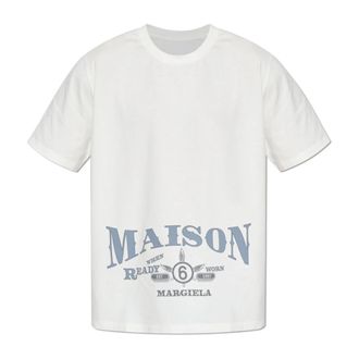 Maison Margiela T-Shirt mit Print-Logo - - Tops - Herren - Wei&szlig; - XL
