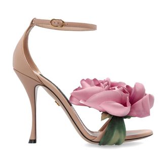Dolce & Gabbana Desir&eacute;e Sandalen mit Blumenapplikation und Kn&ouml;chelriemen - - Shoes - Damen - Mehrfarbig - 37 EU