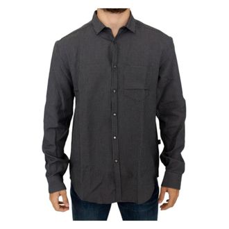 Costume National Homme, Chemises, Gris, Taille: M Chemise à Carreaux Gris en Mélange de Lin