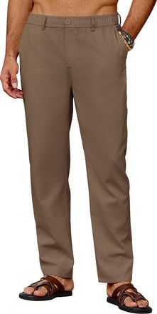 Coofandy Hose Herren Lang Leinenhose Baumwolle Leicht Sommerhose Casual Strandhose Freizeithose Schlupfhosen D&uuml;nne Hosen M&auml;nner Hose Lang Arbeitshosen Herrenho