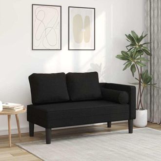 vidaXL Chaise longue avec coussins noir tissu - Vidaxl