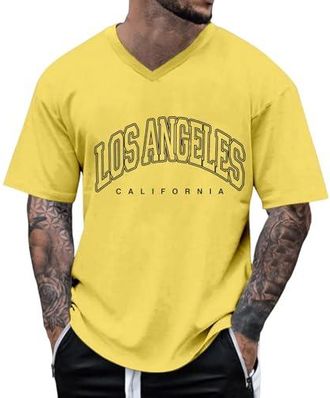 Generic T-shirt surdimensionn&eacute; pour homme - T-shirt d&eacute;t&eacute; &agrave; col rond &agrave; manches courtes - Avec imprim&eacute; urbains - Chemises basiques pour homme - Chemises d&eacute;contr