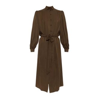 Valentino Garavani Femme, Robes, Brun, Taille: 34 FR Robe Midi en Soie avec Ceinture &agrave; la Taille