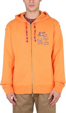 Etro Zip Hooded Cotton Sweatshirt - Orange