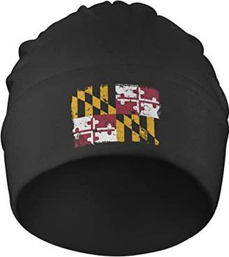 Generic Homme Femme Bonnet &Agrave; Revers Drapeau Vintage du Maryland Bonnet dhiver Mode Bonnets Tricot&eacute; Chaud Bonnets De Ski pour Ski Hiver Patinage