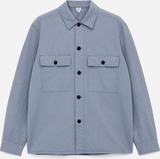 Arket Overshirt Aus Baumwolle Und Leinen -Blau