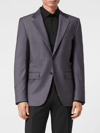 Philipp Plein Blazer droit en laine m&eacute;lang&eacute;e &agrave; revers en pointe