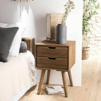 Macabane Macabane - andy - Chevet scandi bois marron 2 tiroirs Sapin