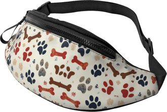 Generic Stylisch Taillentasche Pfotenabdruck Schultertaschen Taillentasche H&uuml;fttaschen F&uuml;r Wandern Reisen Laufen 14X35Cm