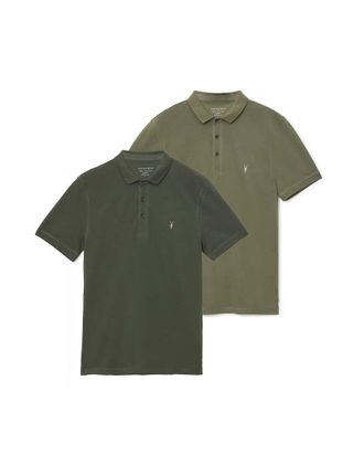 AllSaints Reform - Lot de 2 polos &agrave; manches courtes - Vert-Multicolore