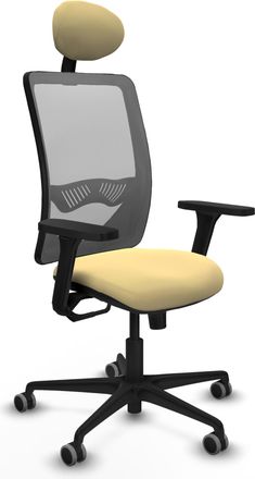 Piqueras y Crespo B&uuml;rostuhl Zulema mit 3D-Armen, h&ouml;henverstellbare Lendenwirbelst&uuml;tze und festes Kopfteil, ausgestattet mit 3 Positionen und Schneidschaum, Grau/Creme