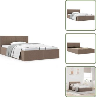 vidaXL Stauraumbett Hydraulisch Taupe Stoff 140&times;200 cm - Doppelbett - Bettrahmen - Stauraumbett - Boxspringbetten - Schlafraum