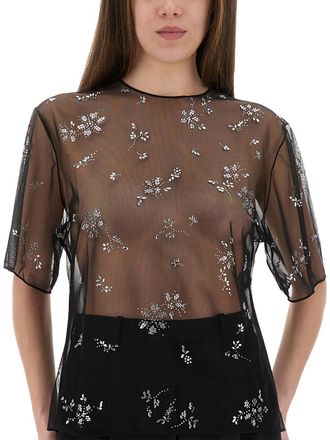 Paco Rabanne Transparent Polyamide with Applications Blouse - Black