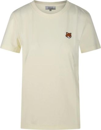 Maison Kitsun&eacute; Femme, Tops, Jaune, Taille: 40 FR Fox Head Regular Tee-Shirt