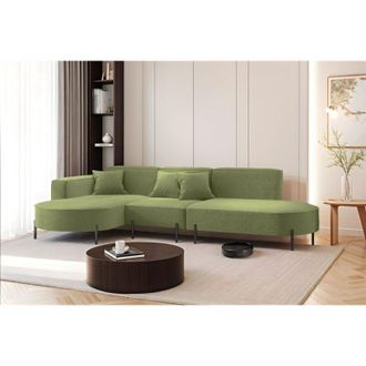 Fun M&ouml;bel Ecksofa Designersofa valencia in Stoff Quelle Hellgr&uuml;n Ottomane Links