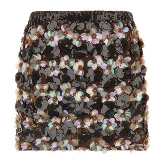 P.A.R.O.S.H. P.a.r.o.s.h., Femme, Jupes, Brun, Taille: 40 FR Mini-jupe Gym &agrave; fleurs brod&eacute;es