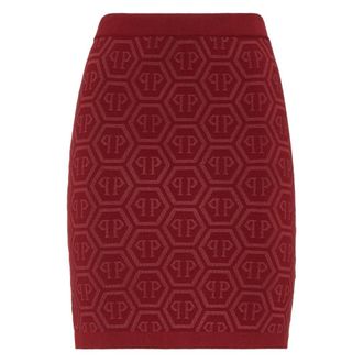 Philipp Plein Gestrickter Minirock Monogram - - Skirts - Damen - Rot - L