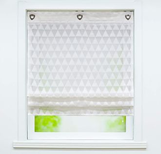 Joyswahl Voile &Ouml;senrollo transparente Raffrollos mit Rautenmuster &raquo;Xenia&laquo; Schals mit Hakenaufh&auml;ngung, Raffrollo ohne Bohren Fenster Vorh&auml;nge BxH 60x140cm Wei&szlig; 