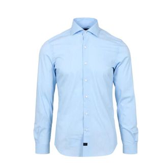 Fay Klassisches Langarmhemd - - Shirts - Herren - Blau - 3XL