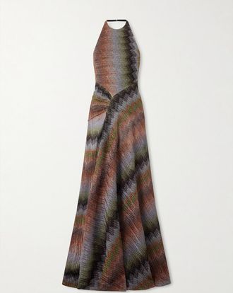 Missoni Neckholder-maxikleid Aus Metallic-h&auml;kelstrick